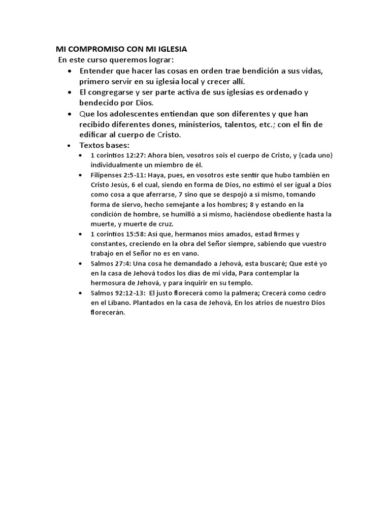 Mi Compromiso Con Mi Iglesia | PDF