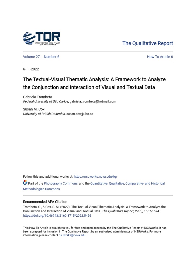 The Textual-Visual Thematic Analysis - A Framework To Analyze The | PDF ...
