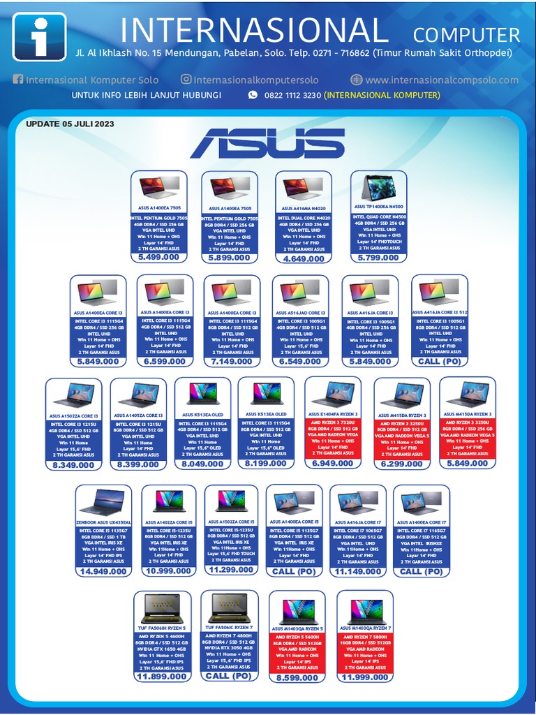 Pricelist Laptop | PDF | Intel | Personal Computers