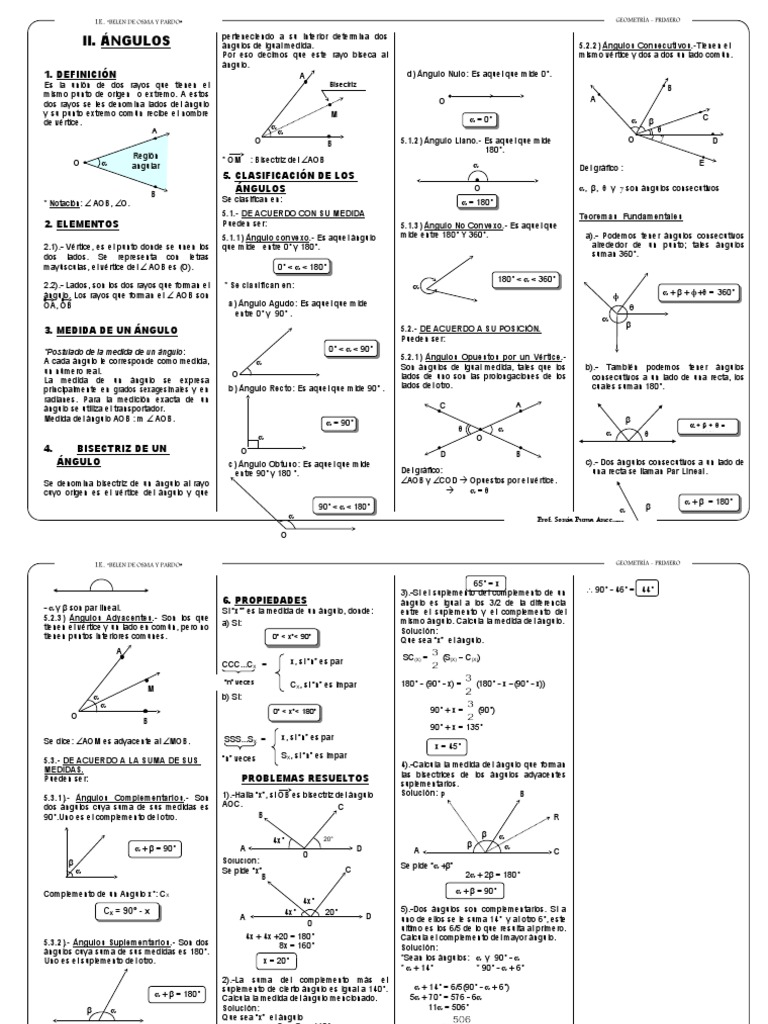Definición y Clasificación de Ángulos | PDF | Ángulo | Geometría
