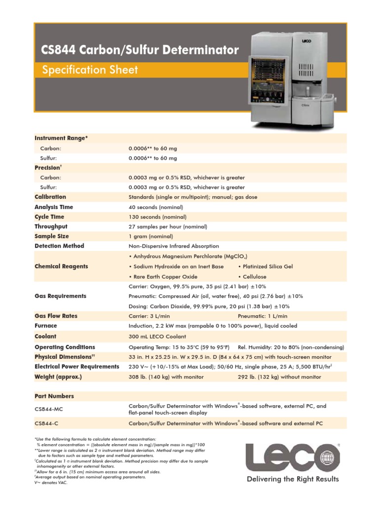 Leco CS844 | PDF | Oxide | Absorption Spectroscopy