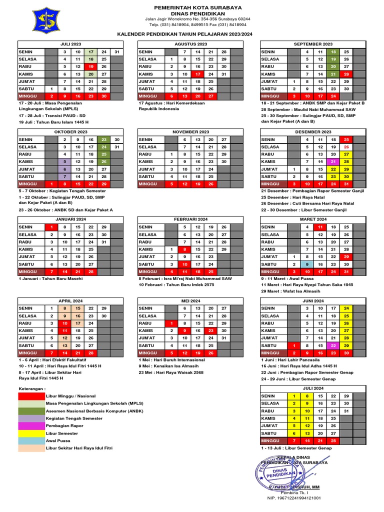 Kalender Pendidikan 2023 2024-1 | PDF