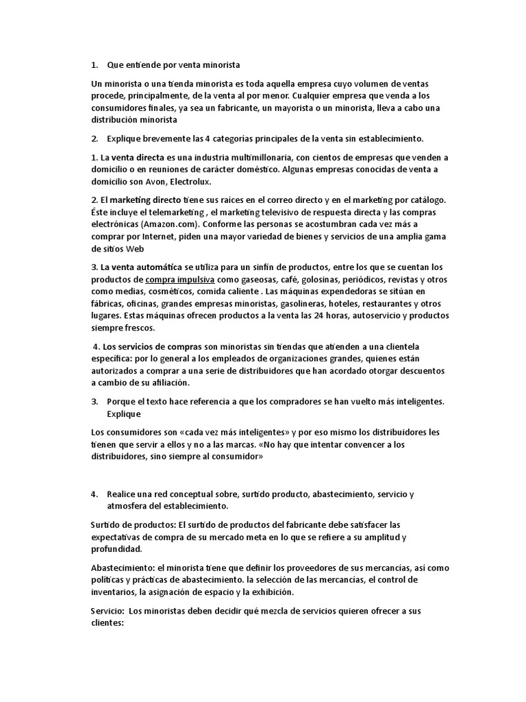 Canales de Distribucion Ej 5 | PDF | Al por menor | Business