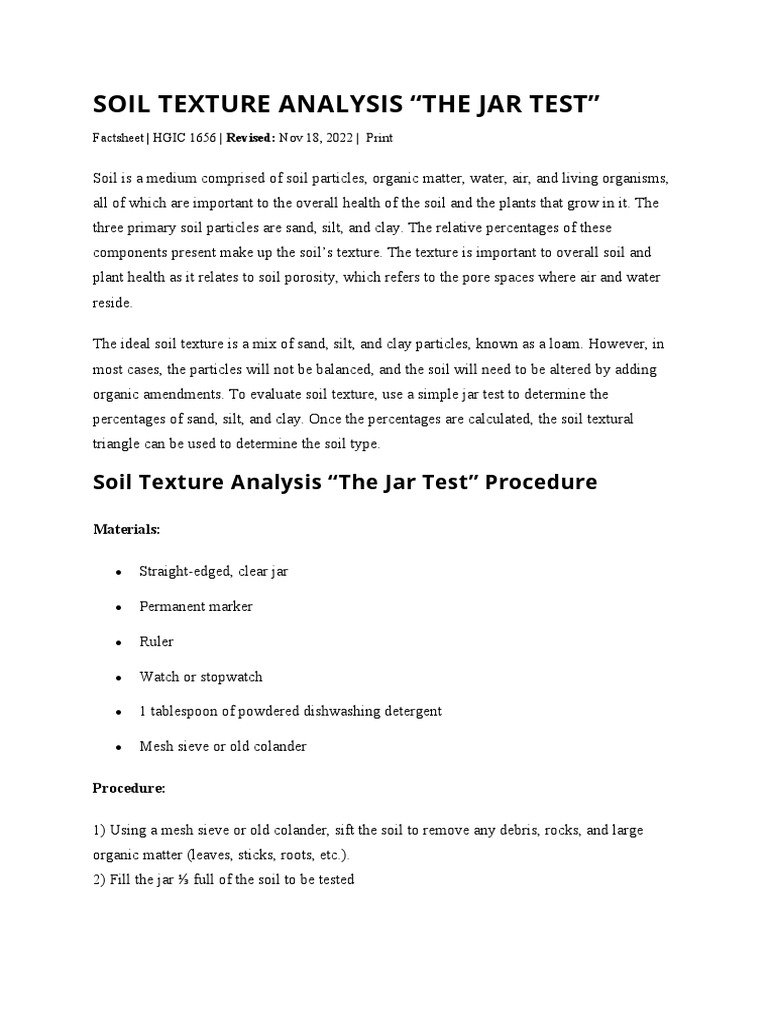 Soil Texture Analysis | PDF | Soil | Sedimentology