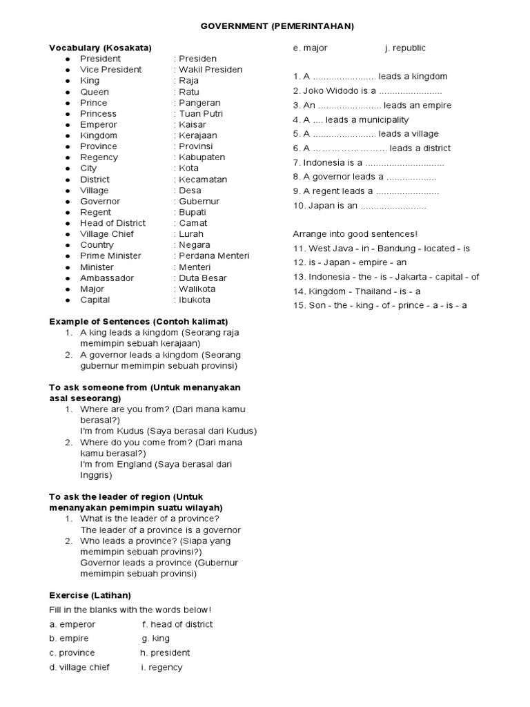 Government Kelas 6 Pdf Forms Of Government Indonesia