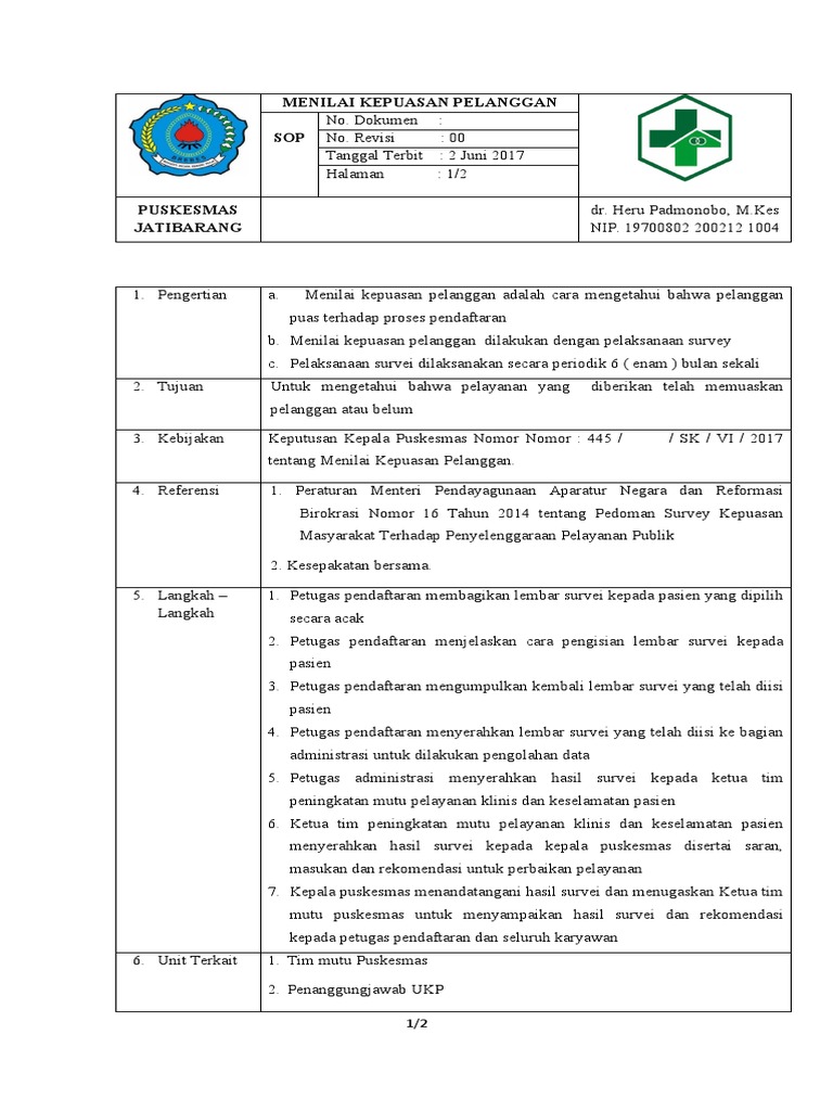 7.1.1 EP 5 A SOP Menilai Kepuasan Pelanggan | PDF | Bisnis | Pengelolaan Keuangan & Uang
