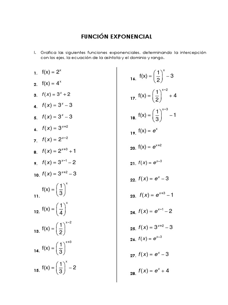 Ejercicios de Función Exponencial y Logaritmica | PDF
