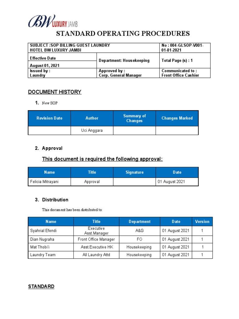 4.sop Billing Guest Laundry | PDF