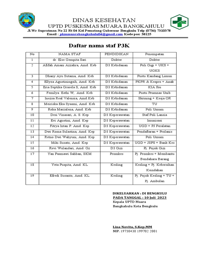 Daftar Penempatan Anak P3K | PDF