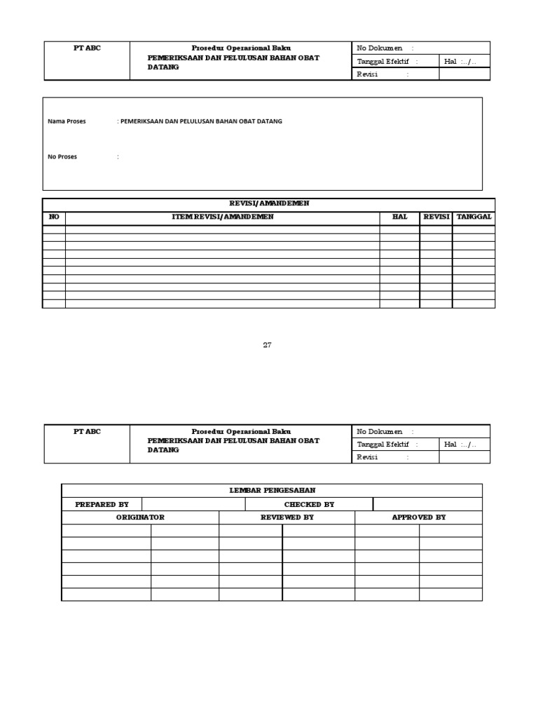 SOP Pemeriksaan Dan Pelulusan Bahan Baku Obat Datang | PDF