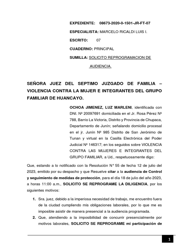 Solicito Reprogramacion | PDF