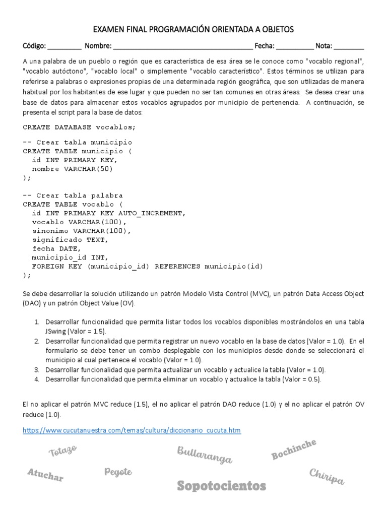 Examen Final Programación Orientada A Objetos | PDF Examen Final Programación Orientada A Objetos | PDF