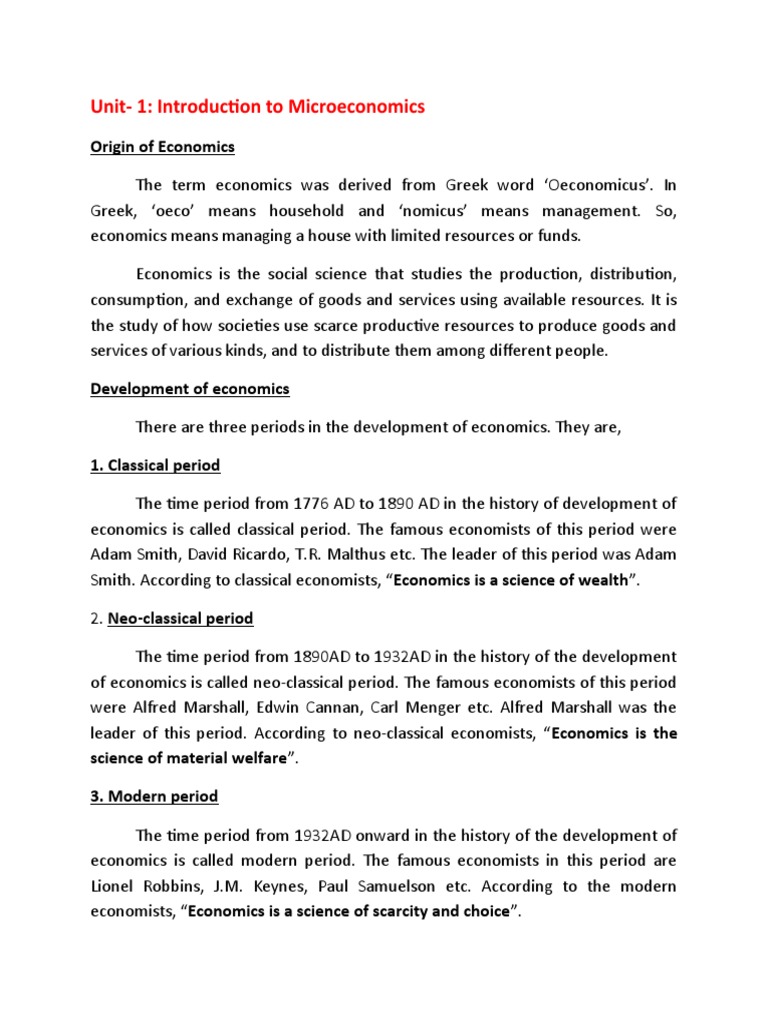 Unit 1 Eco Pdf Economics Microeconomics