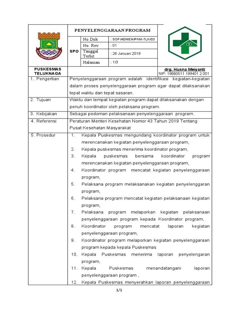 Spo Penyelenggaraan Program 2019 | PDF