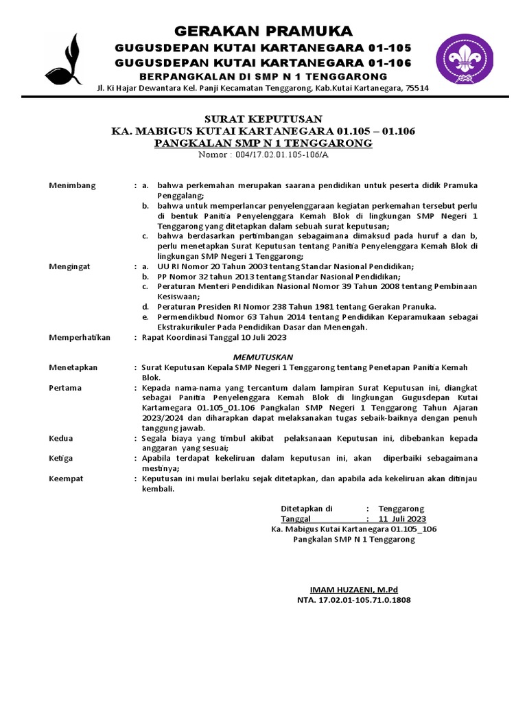 SK Kegiatan Pramuka | PDF