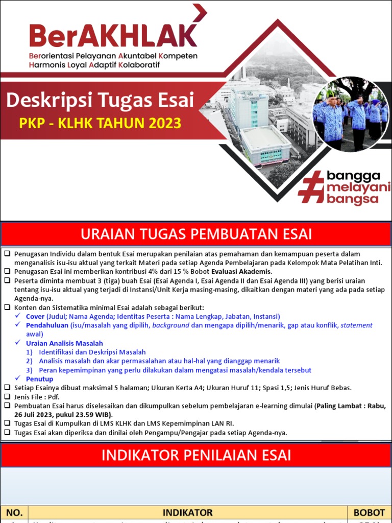 Deskripsi Tugas Esai PKP KLHK 2023 | PDF