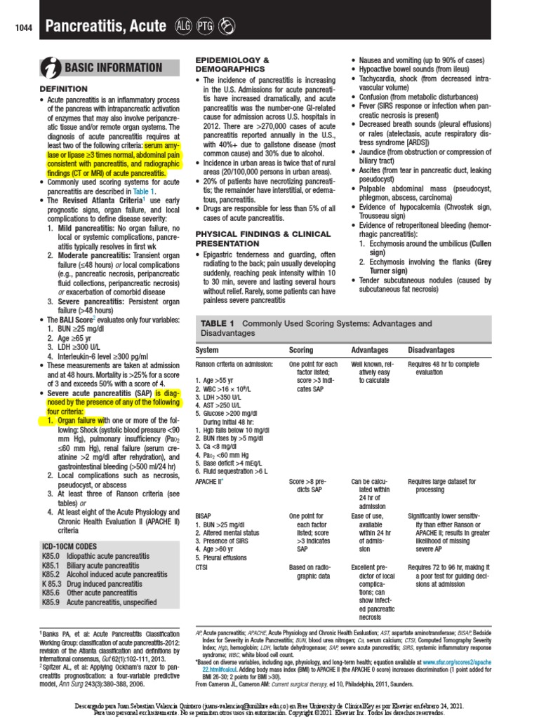Pancreatitis, Acute: Basic Information | PDF | Pancreas | Causes Of Death