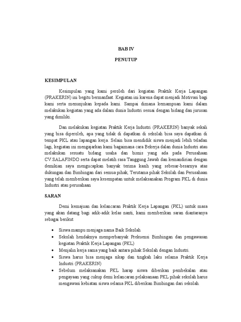 Bab Iv Penutup | PDF | Karier & Perkembangan