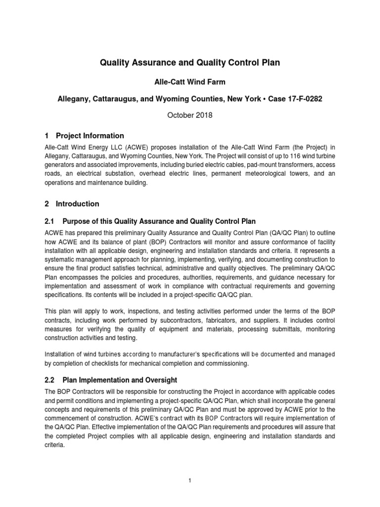 Quality Assurance and Quality Control Plan | PDF | Quality Assurance | Specification (Technical ...