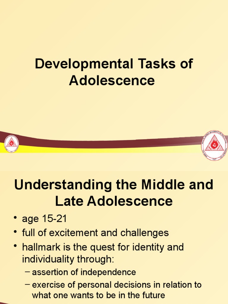 Developmental Stages and Tasks of Adolescence | PDF | Adolescence ...