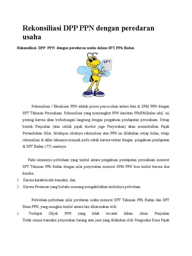 Rekonsiliasi DPP PPN dan Peredaran Usaha | PDF | Pengelolaan Keuangan ...