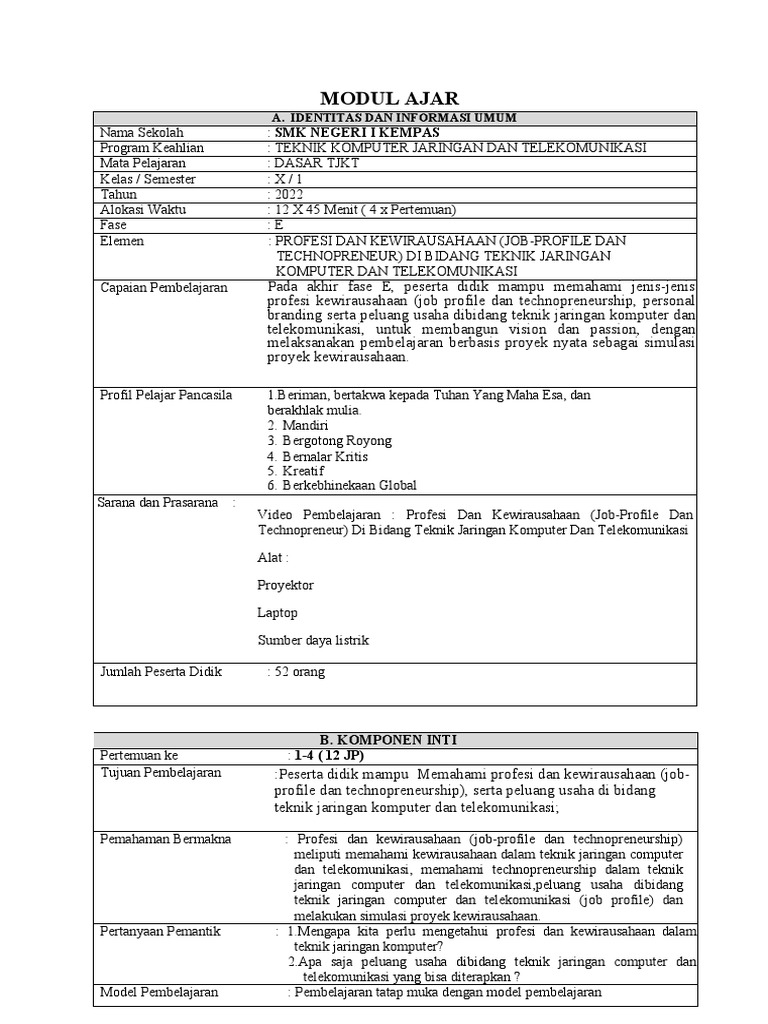 Modul Ajar Job Profile Bab III | PDF