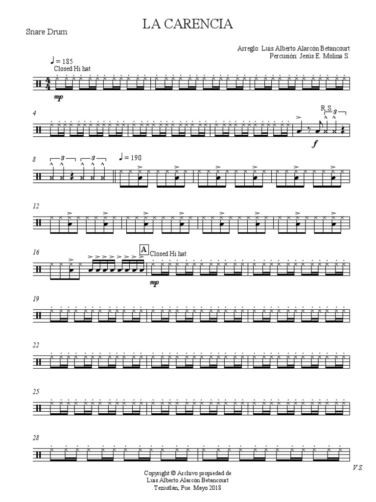LA CARENCIA Snare Drum - PDF Versión 1 | PDF