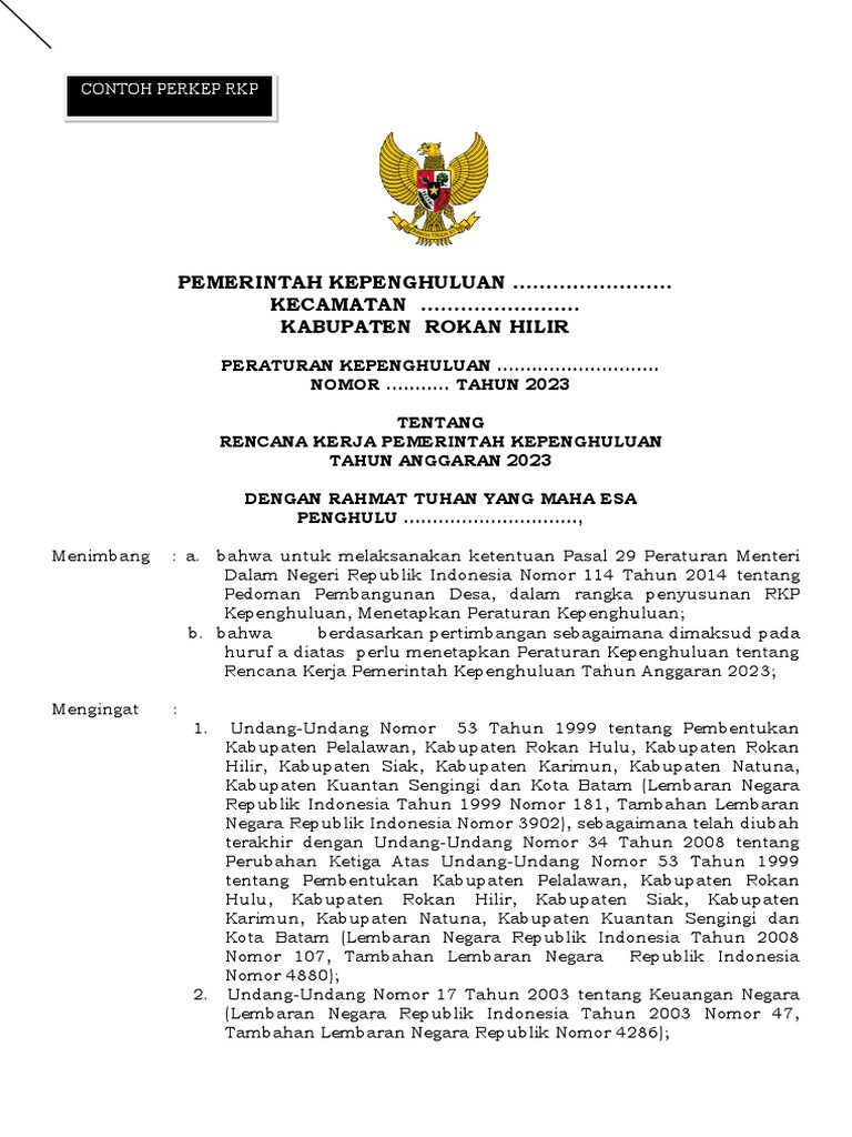 Contoh Perkep RKP 2023 | PDF