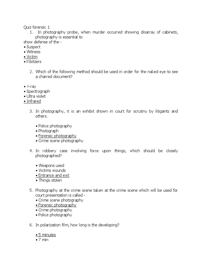 Forensic Science Exam Review Quiz | PDF