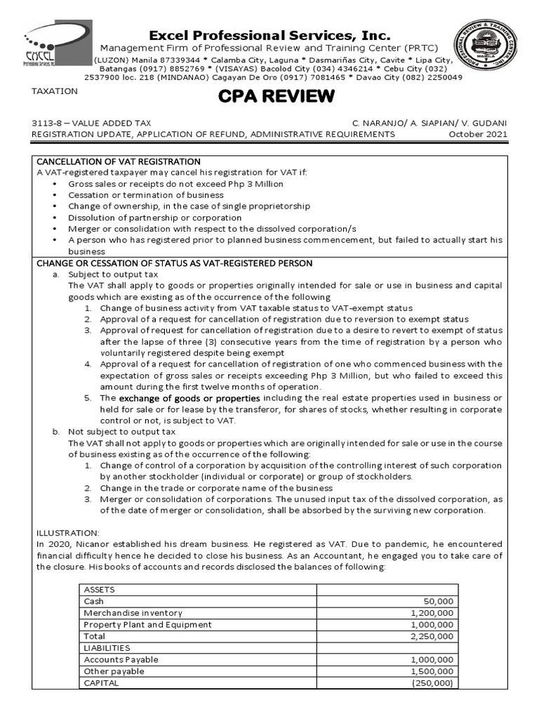 Tax.3113-8 Registration Update Application of Refund Administrative ...