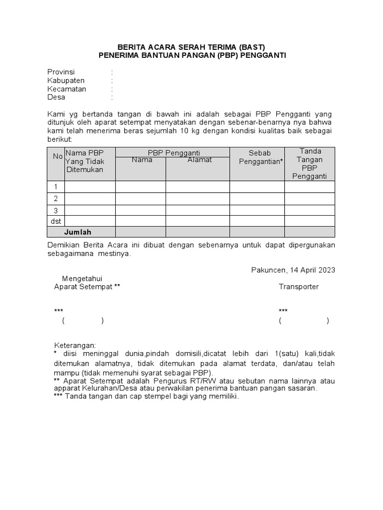 CONTOH BAST PENGGANTI | PDF