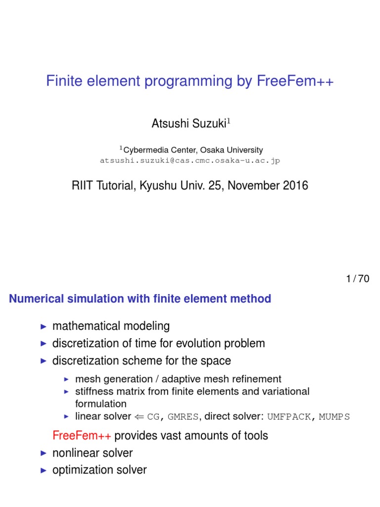 Freefem Tutorial 1 Pdf Finite Element Method Partial Differential Equation