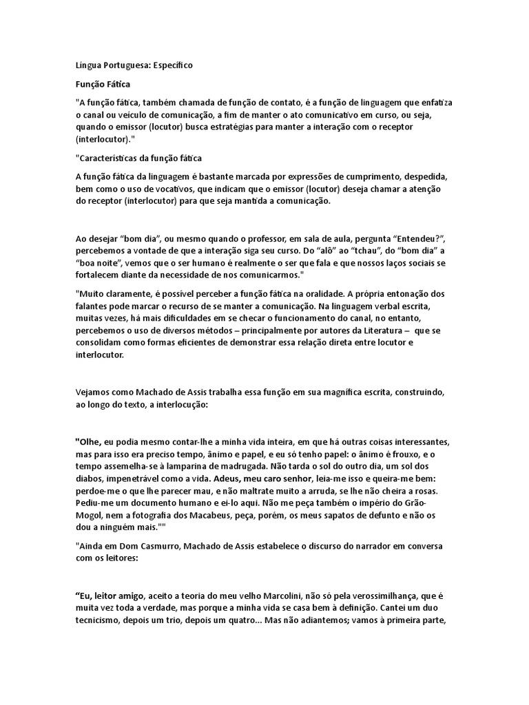 Língua Portuguesa- Função Fática | PDF | Comunicação | Comunicação humana