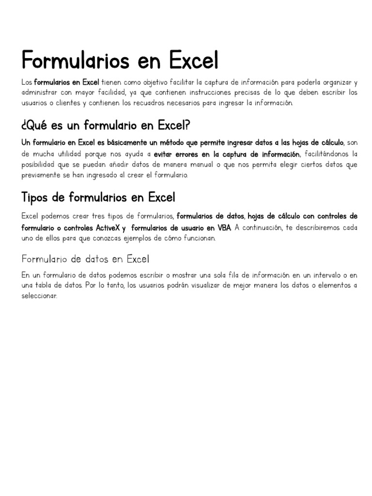 Formularios en Excel | PDF | Microsoft Excel | Hoja de cálculo