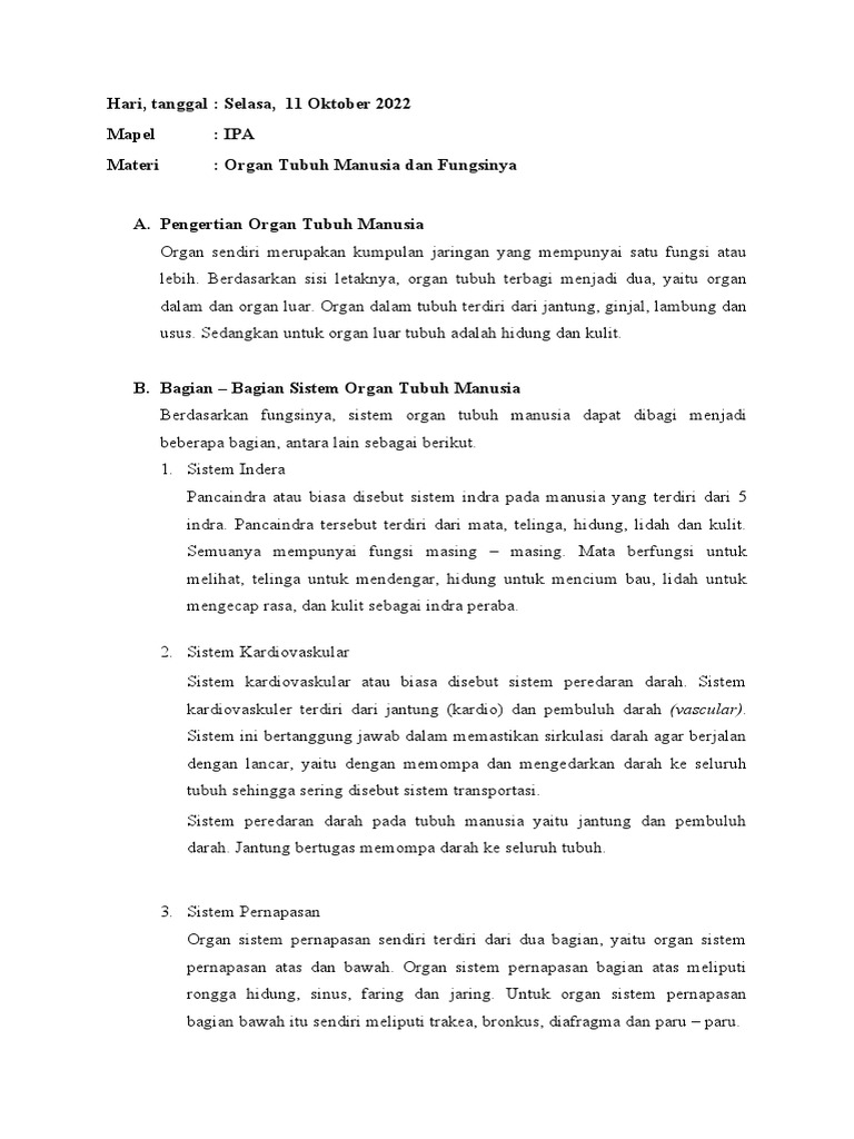 10 Sistem Organ Manusia dan Fungsinya | PDF