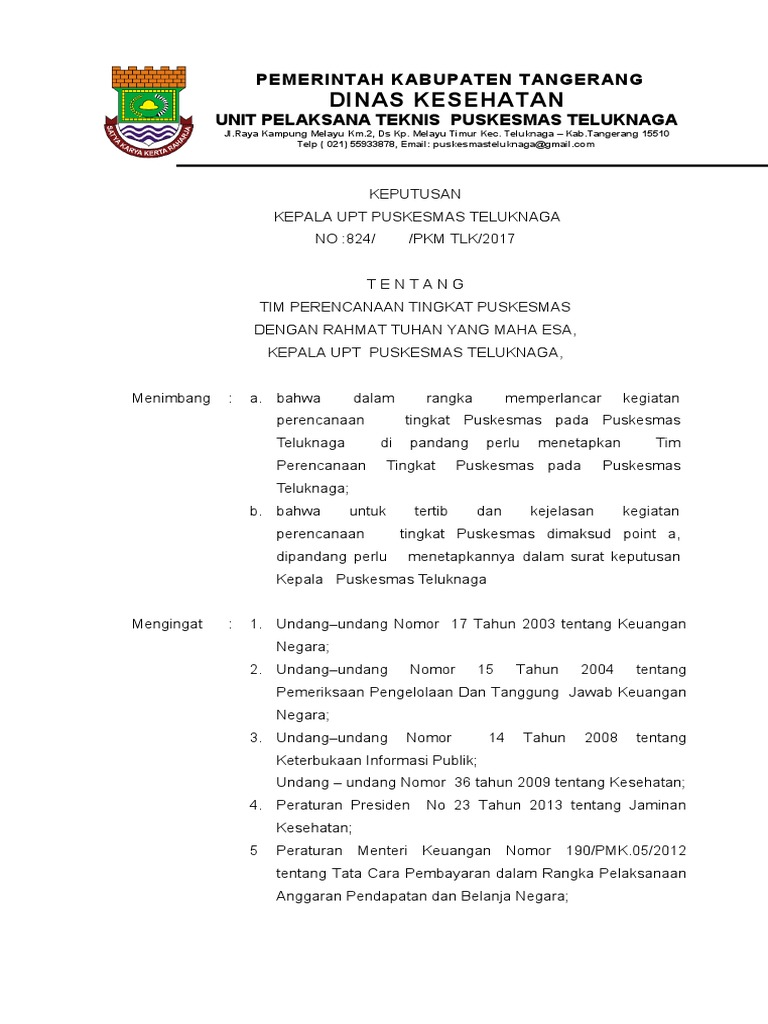 SK Tim Perencanaan SKPD 2019 | PDF