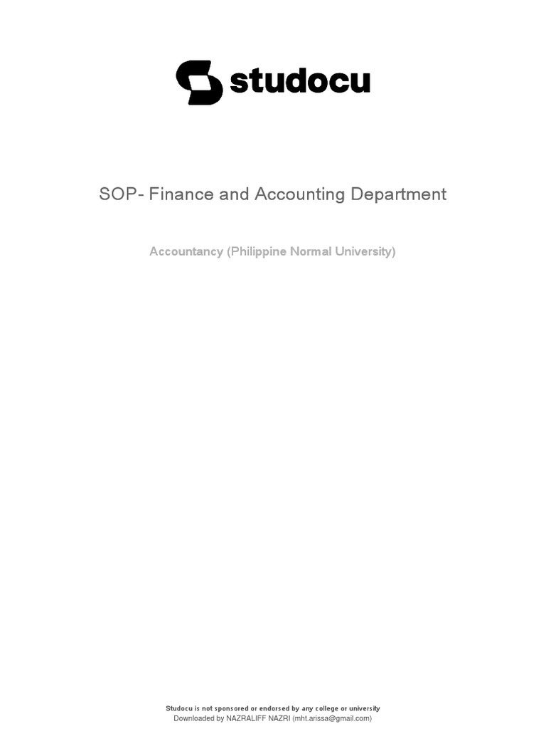 Sop Finance and Accounting Department | PDF | Cheque | Accounts Payable