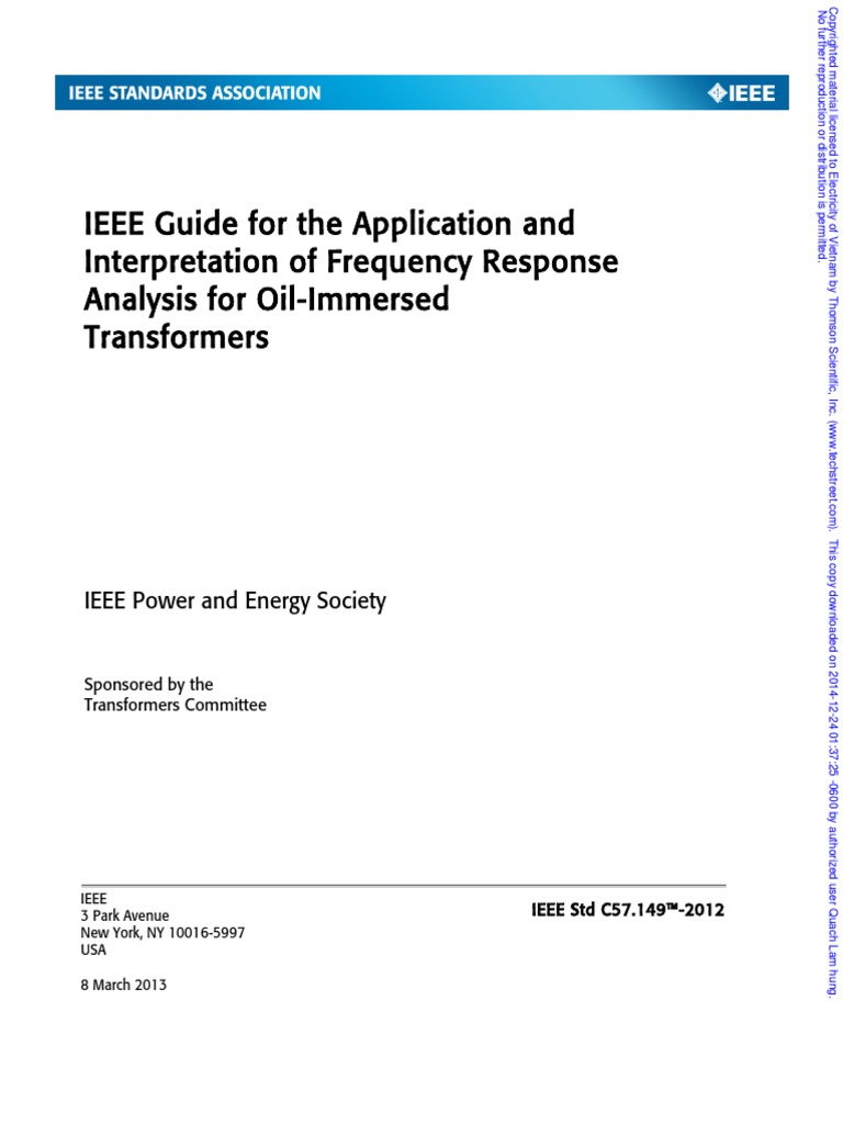 IEEE Guide For The Application and Interpretation of Frequency Response Analysis For Oil ...
