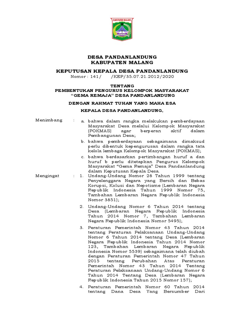 Pembentukan POKMAS Gema Remaja Desa | PDF | Memasak, Makanan, & Anggur