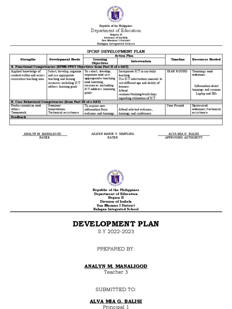 Ipcrf-Development-Plan Analyn | PDF | Educational Technology | Learning