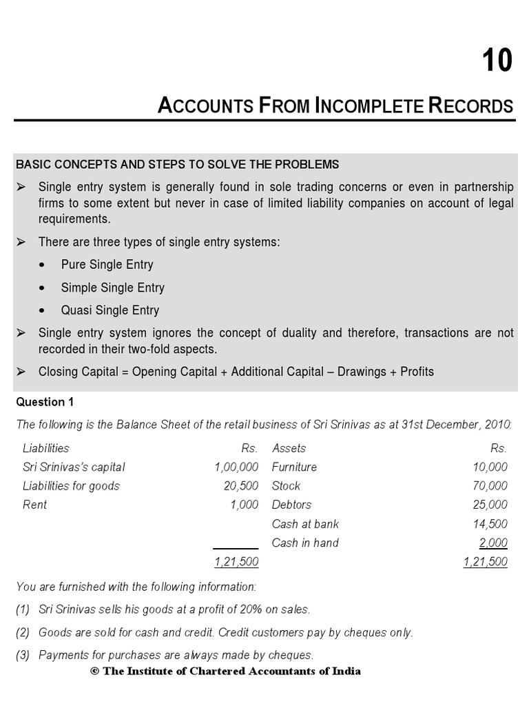 Accounts from Incomplete Records Guide | PDF | Debits And Credits | Expense