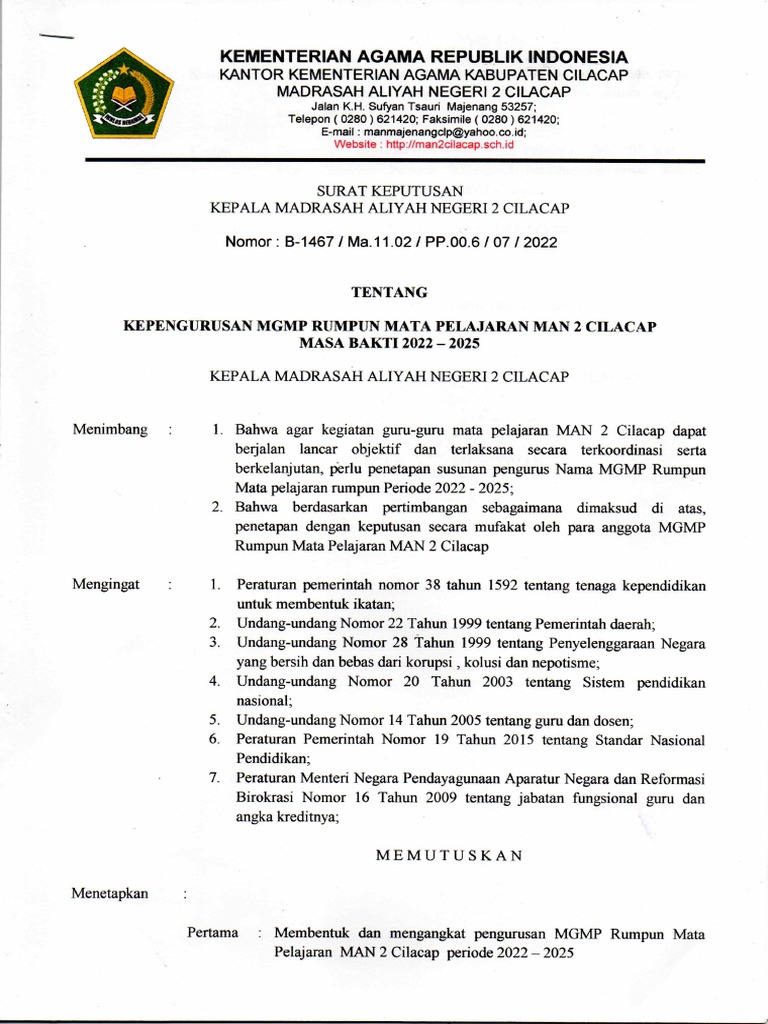 SK MGMP RUMPUN MAPEL INTERN MANDALA | PDF