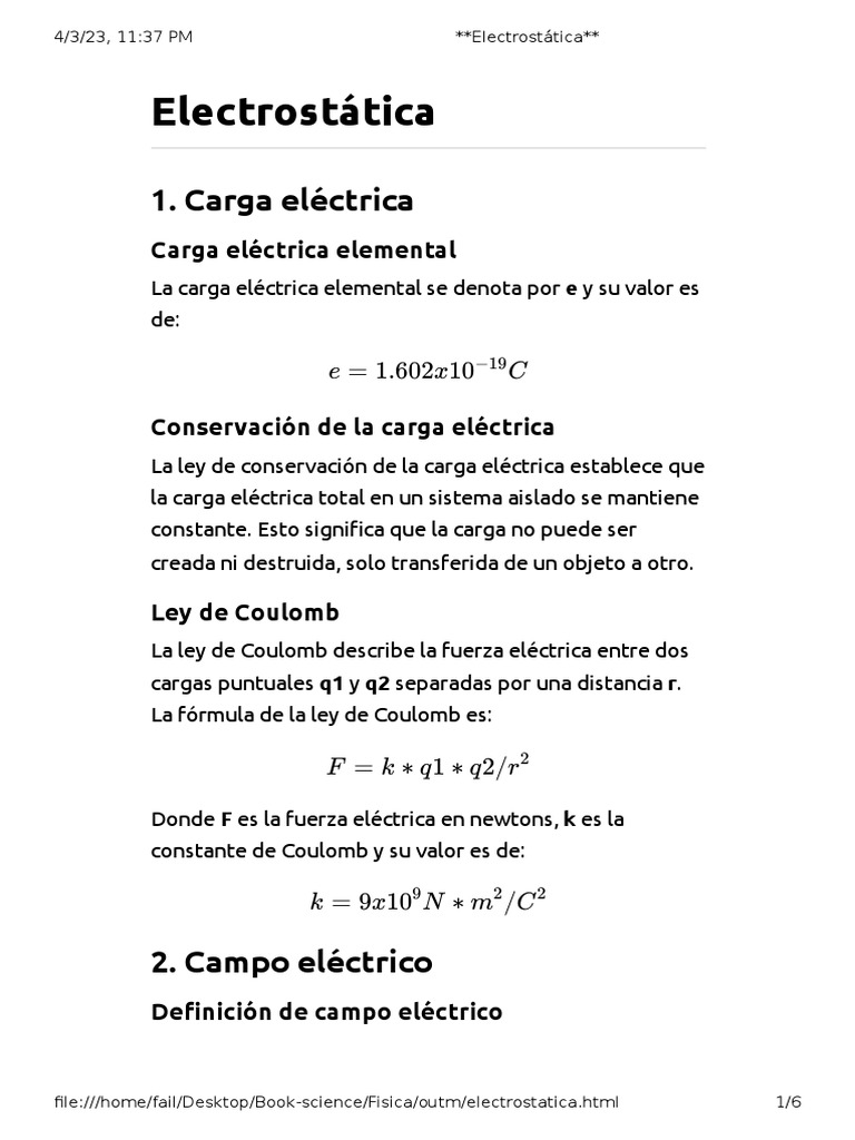 Fundamentos de Electrostática y Corriente | PDF | Radiación ...