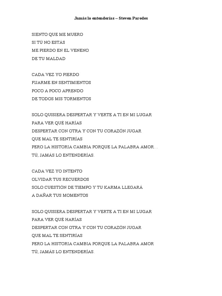 Jamás Lo Entenderías - Letra | PDF