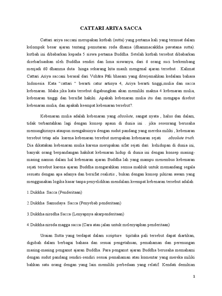 Cattari Ariya Sacca | PDF