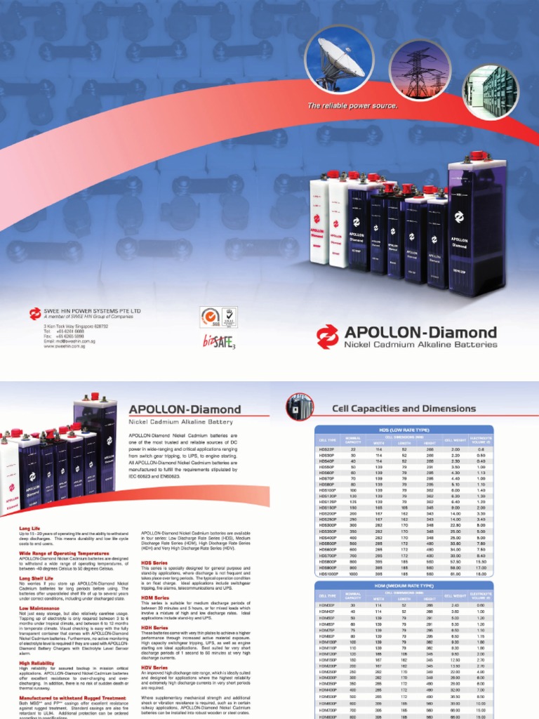 APOLLON Diamond Ni-Cd Catalogue | PDF