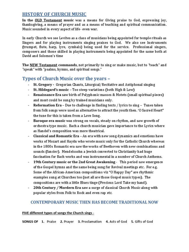 Presentation - CHURCH MUSIC (History & Heart of The Matter) | PDF ...