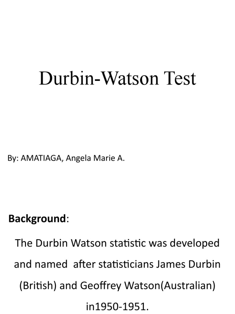 Durbin-Watson Test Presentation | PDF | Teaching Methods & Materials