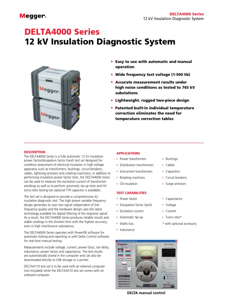 12 KV Insulation Diagnostic System Megger Delta Adiradh Energy 1 | PDF ...