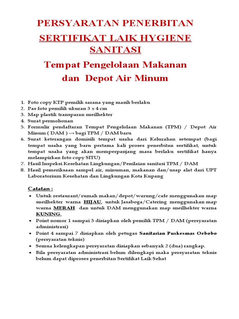 Proses Penerbitan Sertifikat Laik Hygiene | PDF